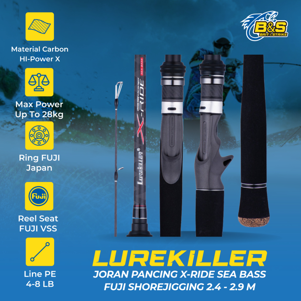 Jual LureKiller Joran Pancing X-RIDE Sea bass 2.4m/2.7m/2.9m PE 1.5-3 Jig WT 15-50g Joran ...