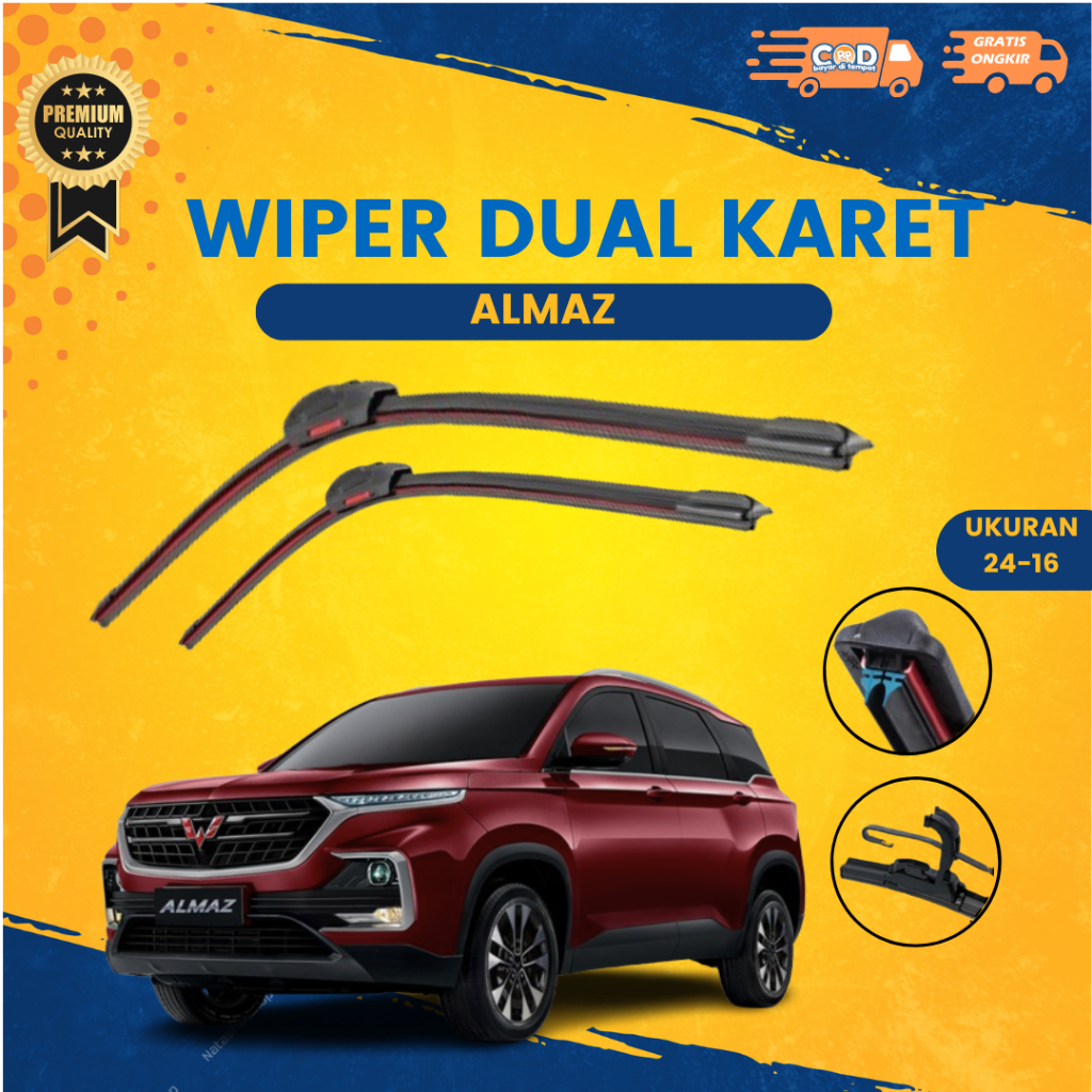 Jual Wiper Dual Karet Double Blade WULING ALMAZ Ukuran 24 - 16 inci ...