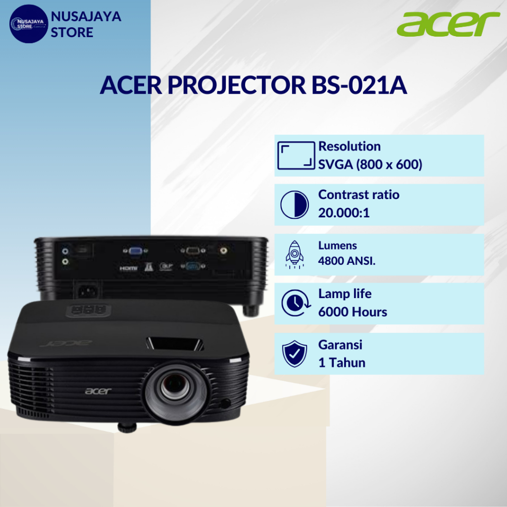 Jual Projector ACER BS-021A SVGA 4800 Ansi Lumens - ACER BS-021 | Shopee Indonesia