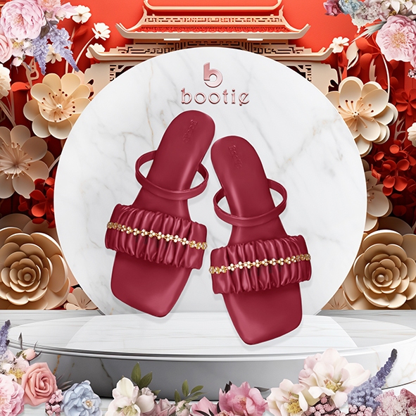 Jual Bootie Princess Series kode 01 Maroon Hak Kaca Heels Kaca Mavis ...