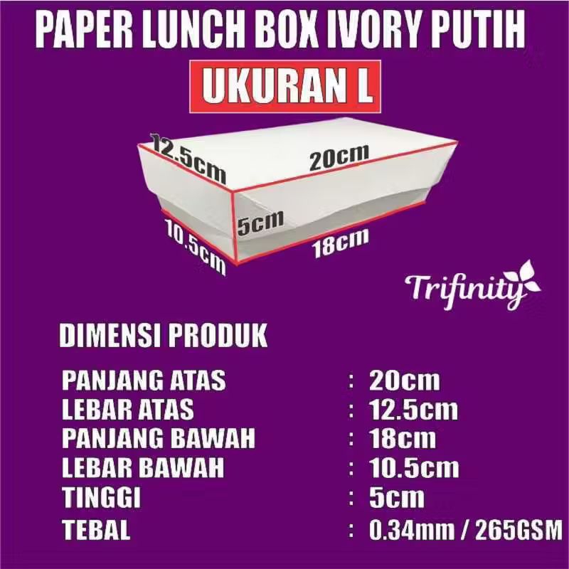 Jual Paper lunch box laminasi L/ paper lunch box tebal ukuran L/ Kotak ...