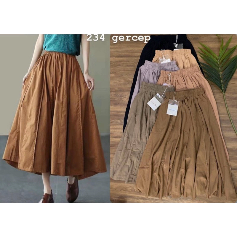Jual ROK LINEN IMPORT BANGKOK / ROK IMPORT CHINA / ROK MIDI IMPORT ...