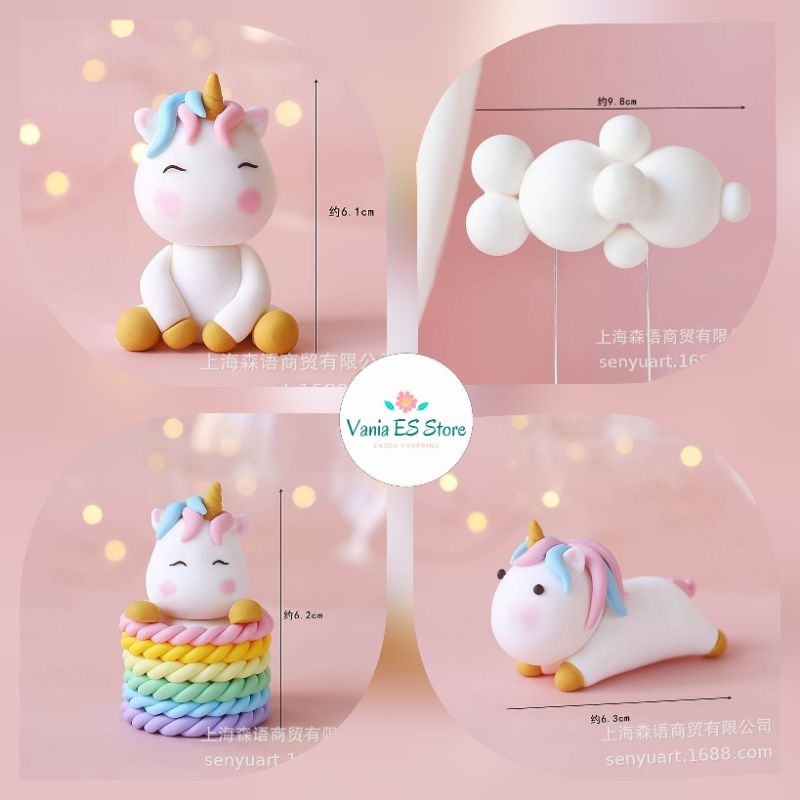 Jual Topper Cake Cute Clay Unicorn / Hiasan Kue Tanah Liat Lembut Kuda ...