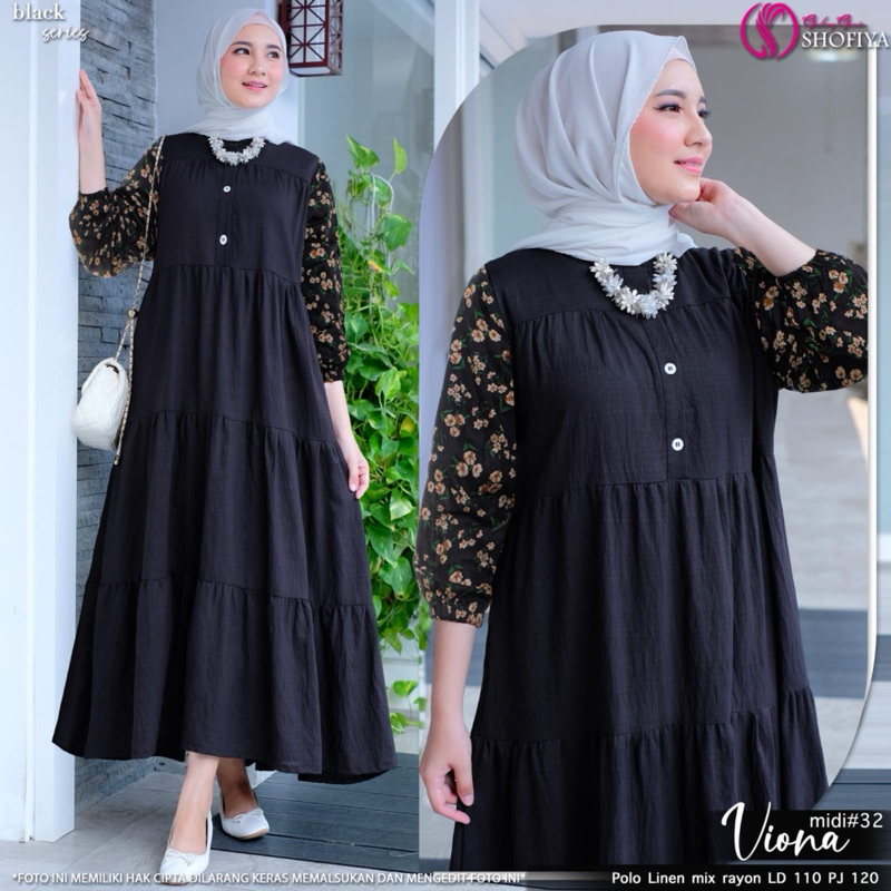 Jual [VICAN] TERBARU VIONA FLORA BUNGA & AGATA SQUARE KALEA NEW SERIES MIDI DRESS GAMIS RAYON ...