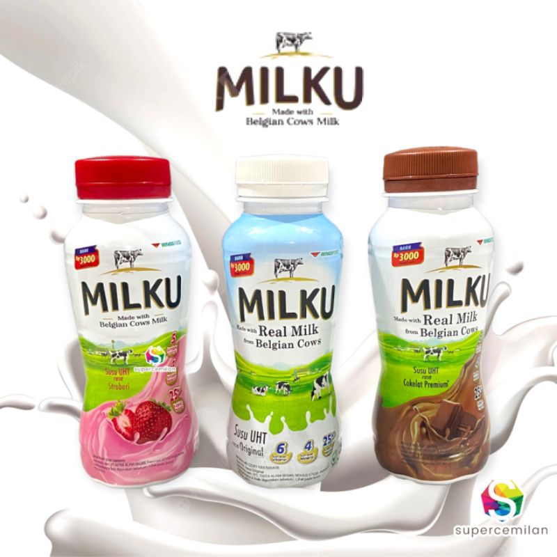 Jual Milku Susu UHT 200ml Original/ Cokelat/ Strawberry | Shopee Indonesia