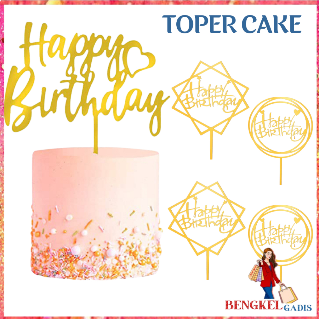 Jual BG Dekorasi Tusukan Kue Ultah Toppers Cake Hbd Topper Cake Happy ...