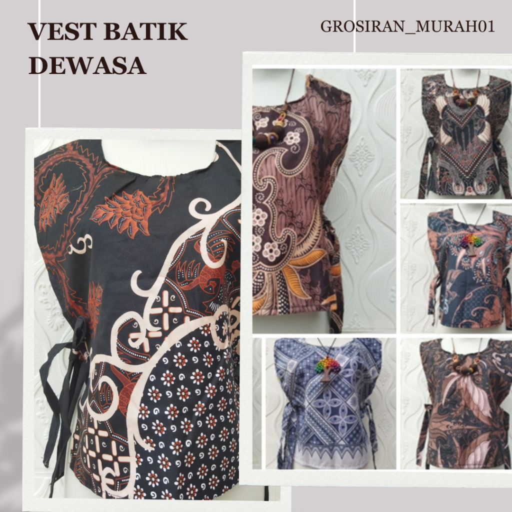 Jual TERMURAH PROMO Vest Batik Dewasa menarik cantik anggun terlaris ...