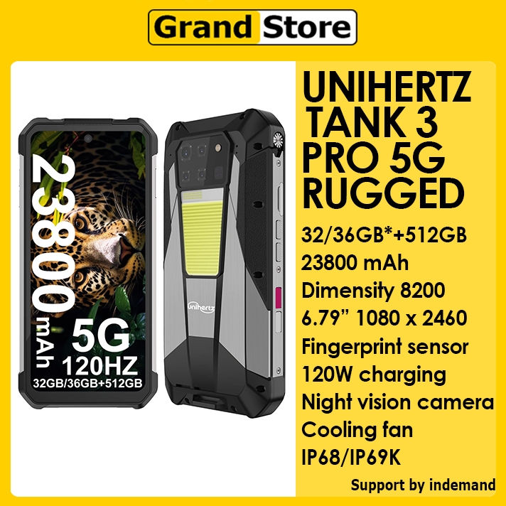 Jual Unihertz Tank 3 Pro 5G, 100 lumens Video projector 120Hz, 32GB/36 RAM + 512GB ROM, 23800mAh ...