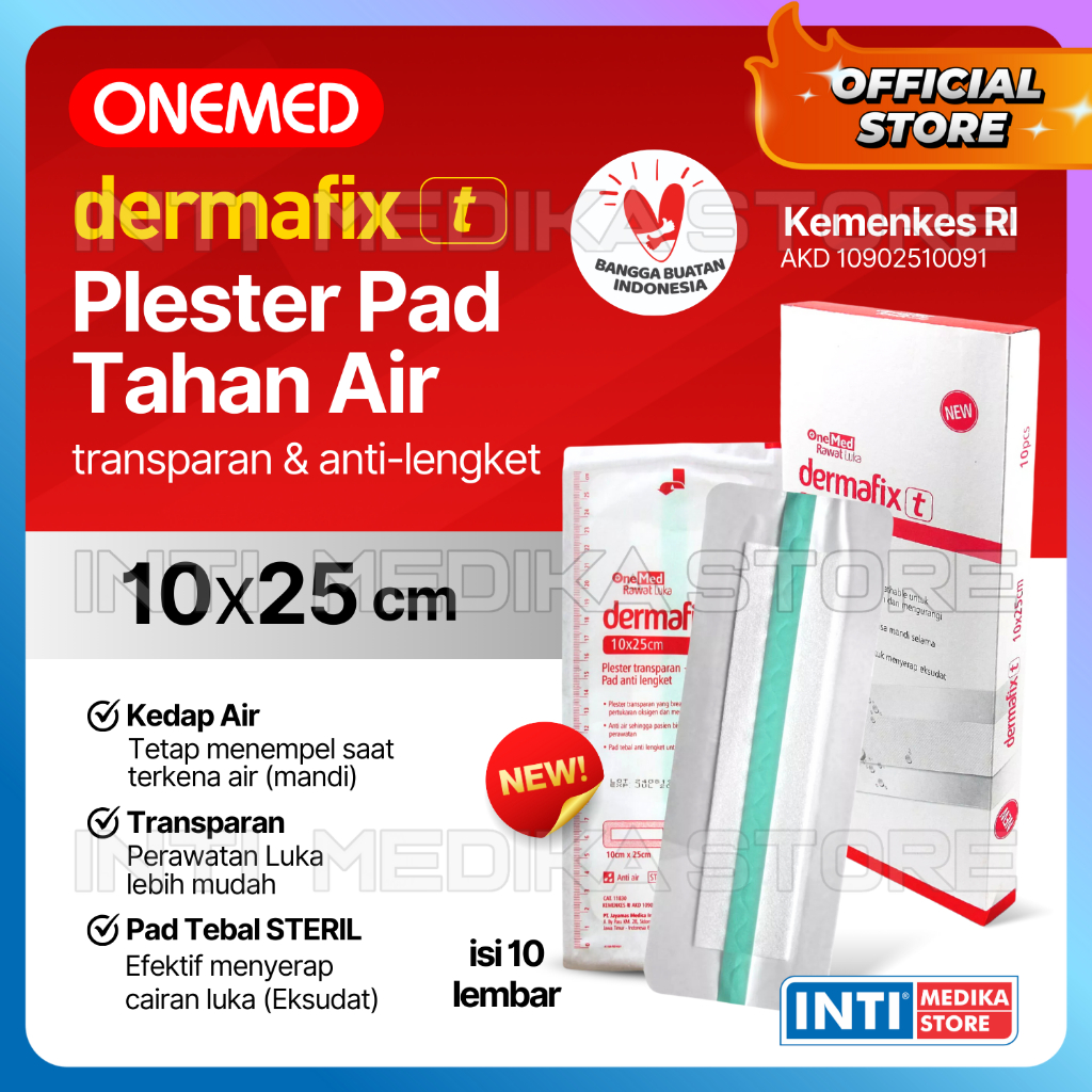 Jual ONEMED - Plester Luka DERMAFIX T 10 x 25 cm | Pembalut Transparan ...