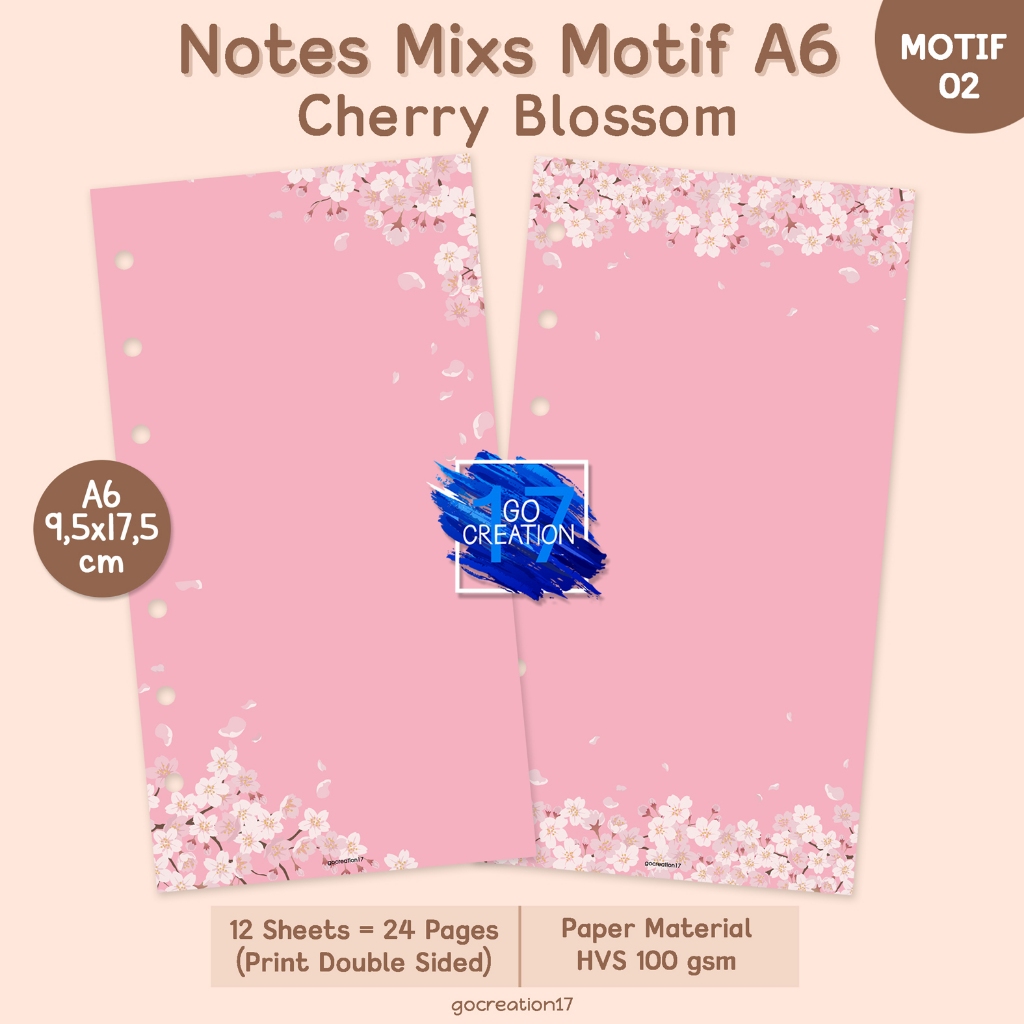 Jual Buku Planner Refill Kertas Binder Note Polos Plain Motif Cherry ...