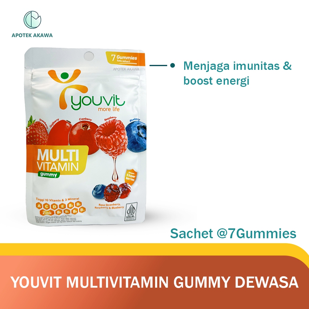 Jual Multivitamin Gummy Dewasa untuk Imunitas | Youvit Multivitamin Dewasa 7 Hari dengan Vitamin ...
