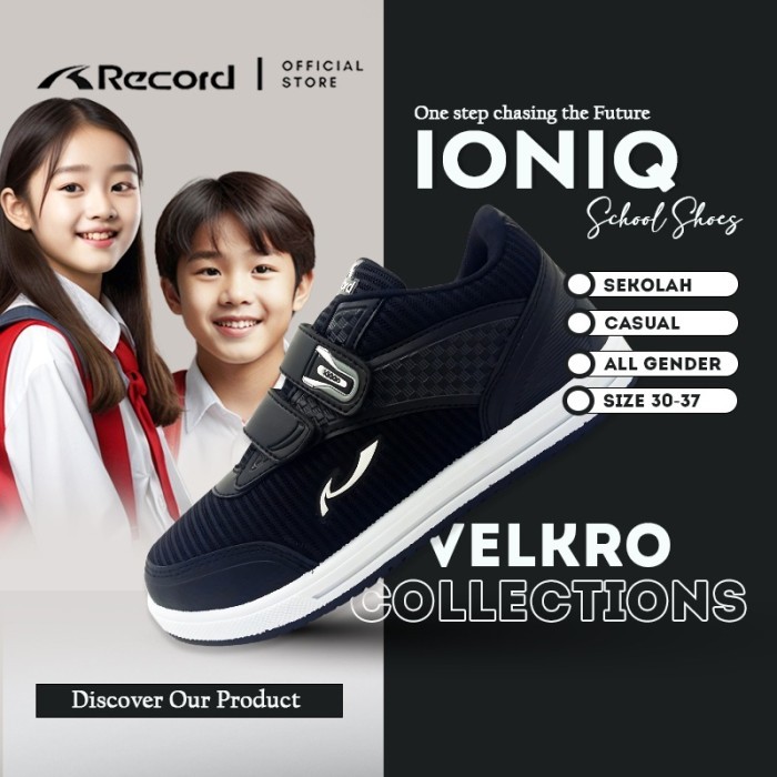 Jual [RECORD SHOES] IONIQ SEPATU SEKOLAH ANAK TK SD SMP SMA FULL BLACK ...