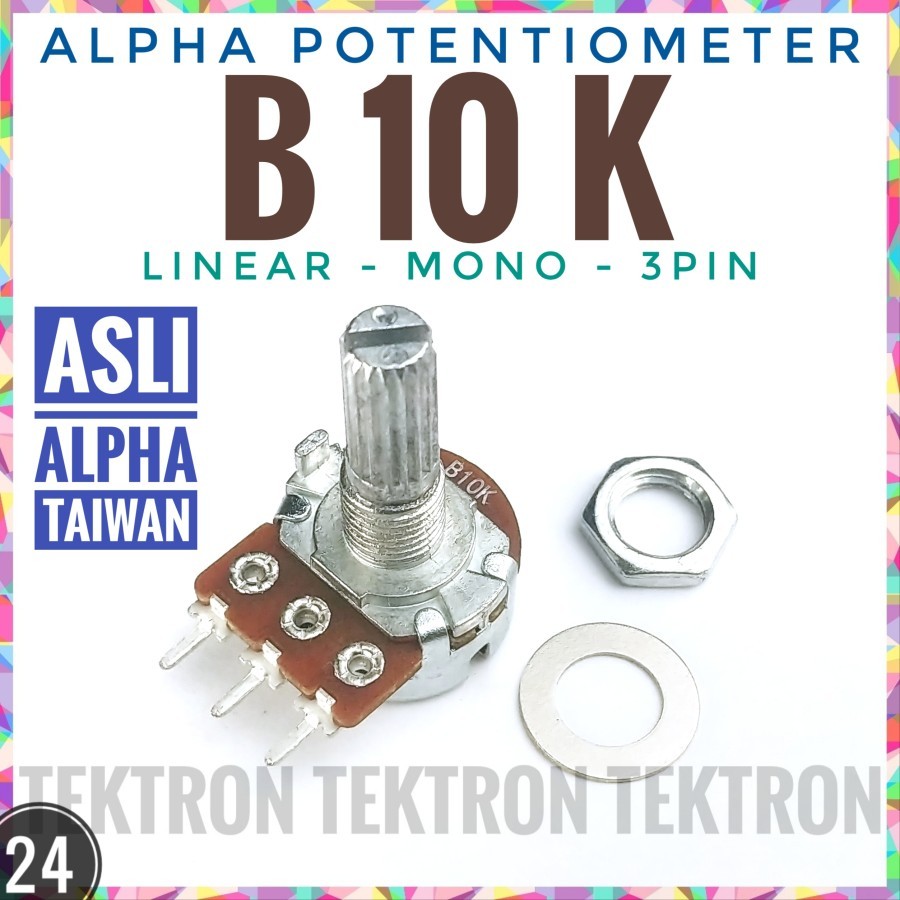 Jual ALPHA B10K Mono ASLI TAIWAN POTENTIOMETER 103 B103 POTENSIO 10K ...