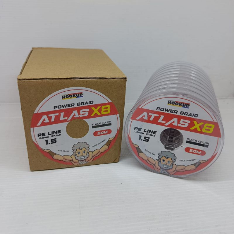 Jual Benang PE / Senar Pancing HOOKUP ATLAS X8 BLACK COLOR 50M ...