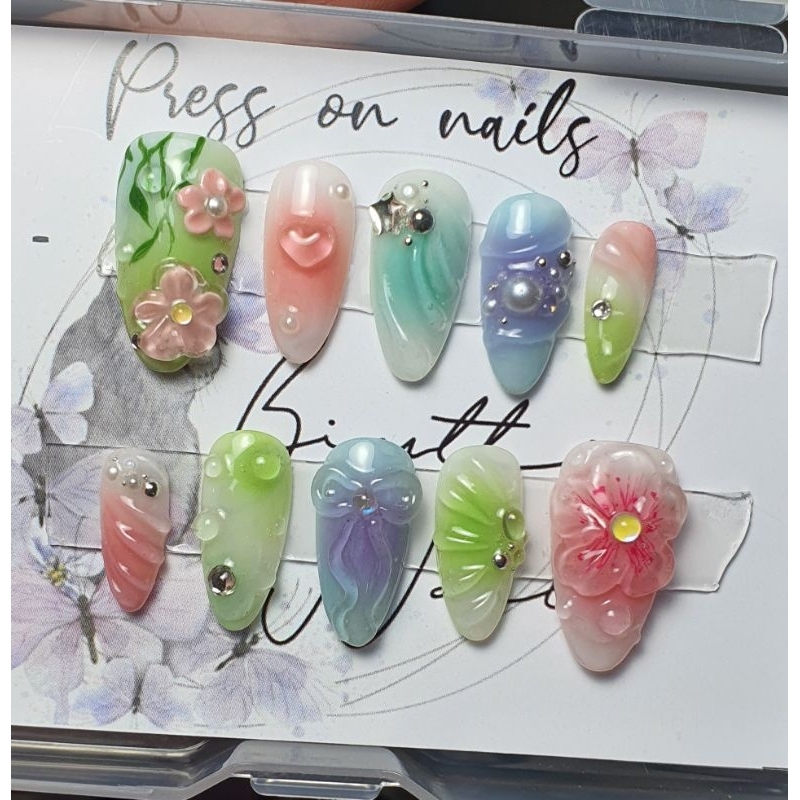 Jual PRESS ON NAILS CLAWS COLORFULL GARDENIA/FAKE NAILS/CUSTOM NAILS ...