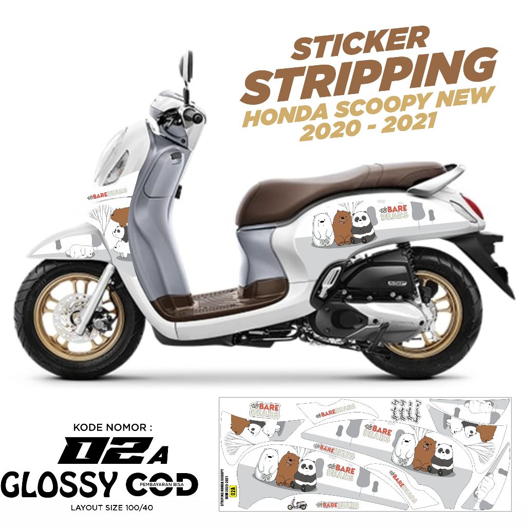 Jual stiker honda scoopy bear striping honda scoopy motif beruang ...
