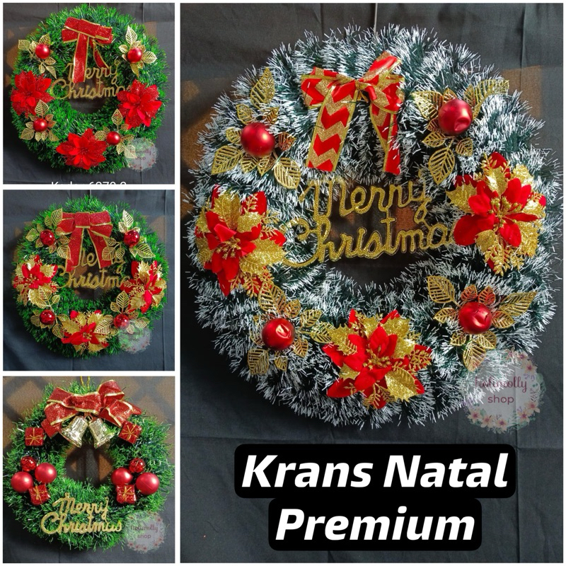 Jual GARLAND KRANS PREMIUM - Hiasan Dekorasi Krans Pita Natal Lingkaran Ornamen Aksesoris Natal ...