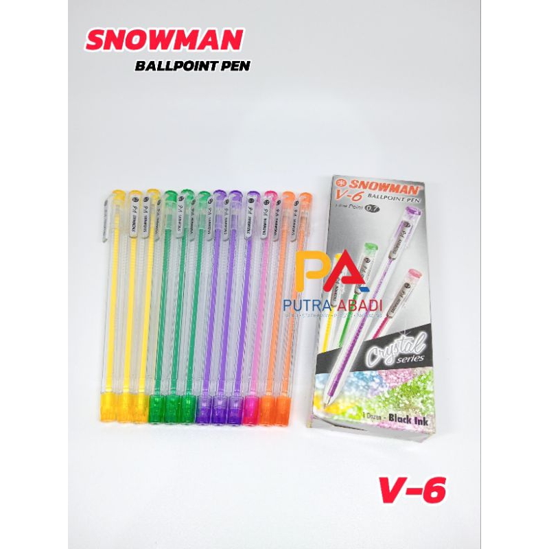 Jual 12 Pcs Bolpoin / Pulpen Snowman V-6 0,6mm / pack 12 pcs | Shopee ...