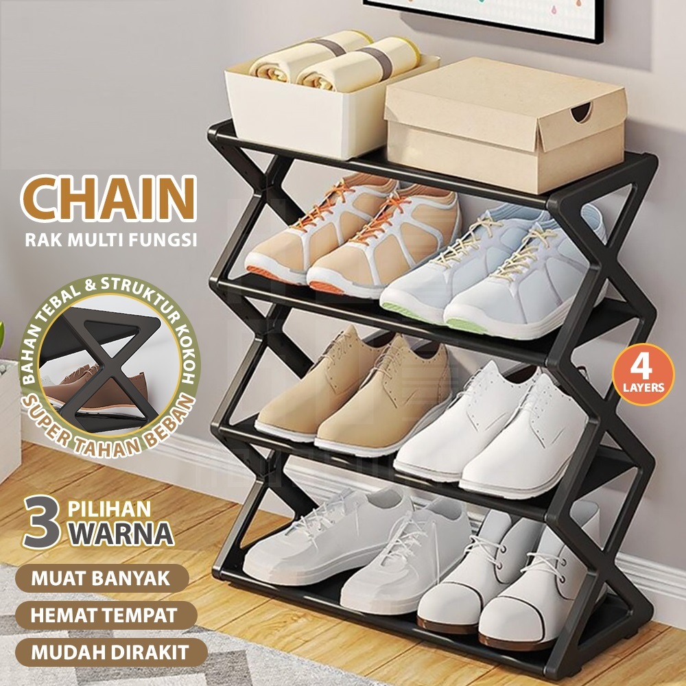 Jual MESH Rak Sepatu Portable 4 Susun Tempat Sepatu Sandal Serbaguna ...