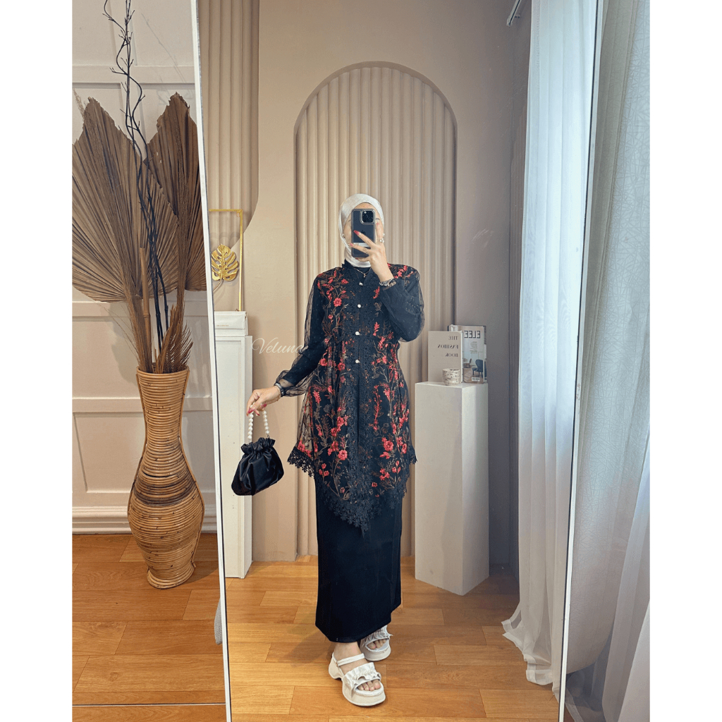 Jual Veluna | Milena Outer Brukat Lace Atasan Tunik Wanita Tille Full ...