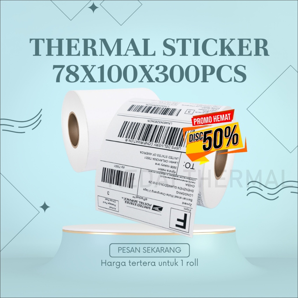 Jual KERTAS LABEL THERMAL STIKER RESI STICKER LABEL BARCODE ROLL UKURAN ...