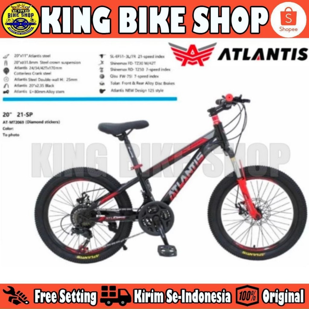 Jual Sepeda Gunung MTB ATLANTIS MT 2069 Rem Cakram 21 Speed Uk 20 Inch ...