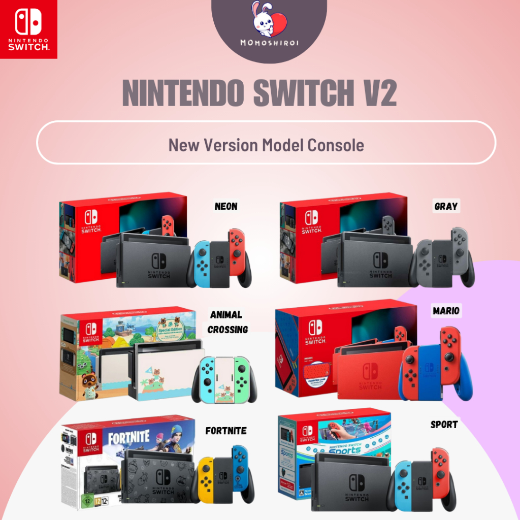 Jual Nintendo Switch v2 New Version Model Console Neon / Gray Grey Abu ...