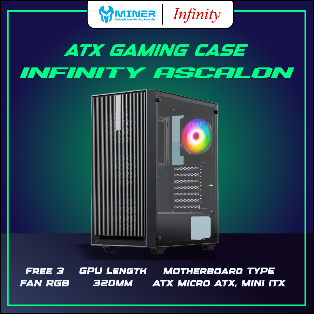 Jual Casing PC Gaming Infinity ASCALON - ATX Gaming Case Tempered Glass ...