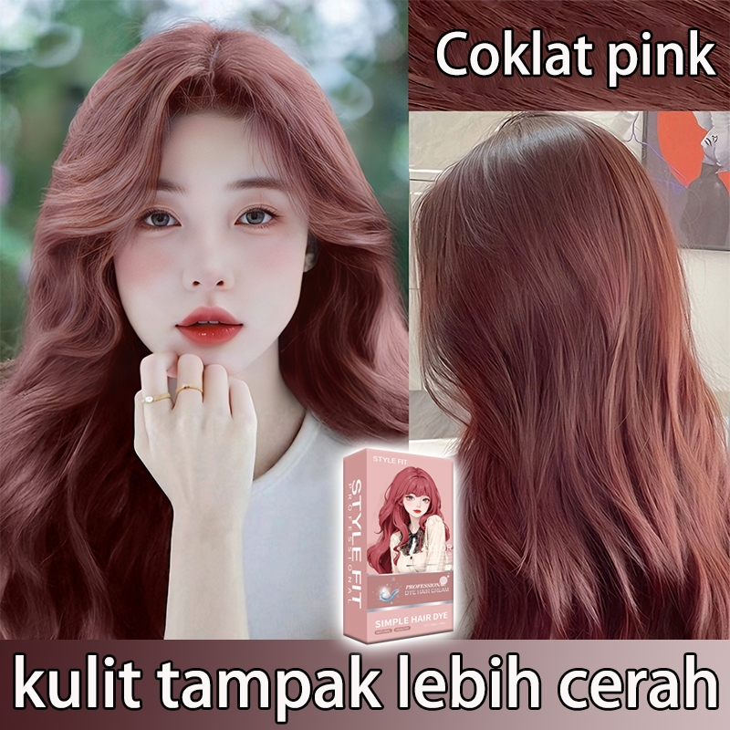Jual 【Pengiriman cepat】STYLE FIT cat rambut Pink coklat *200ml Tidak ...