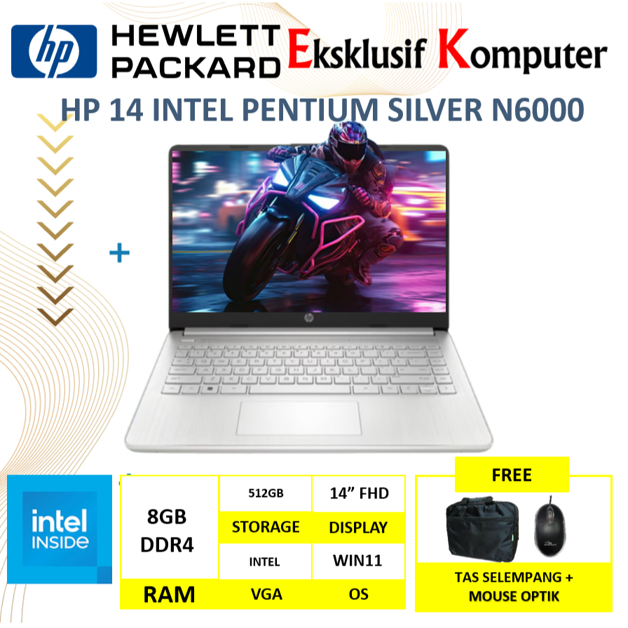 Jual Laptop HP 14 Intel N6000 8GB 512GB SSD 14" FHD Windows 11 Home ...