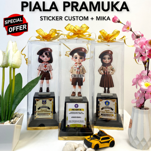 Jual Piala Akrilik Pramuka Sticker Custom Plus Kotak Mika | Shopee ...