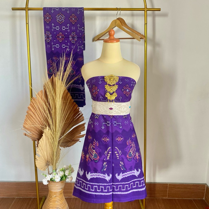 Jual KAIN TENUN ENDEK KHAS BALI MOTIF SINGA UNGU GRINGSING | Shopee ...
