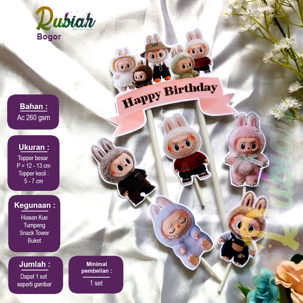 Jual Custom Nama Foto Topper cake karakter Labubu Part 2 Hiasan Kue ...
