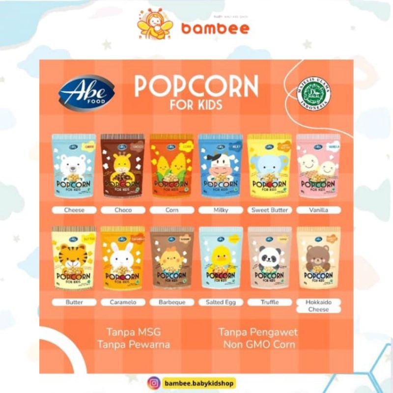 Jual Abe Food Popcorn For Kids/Snack Anak Sehat/Cemilan Anak/Popcorn ...