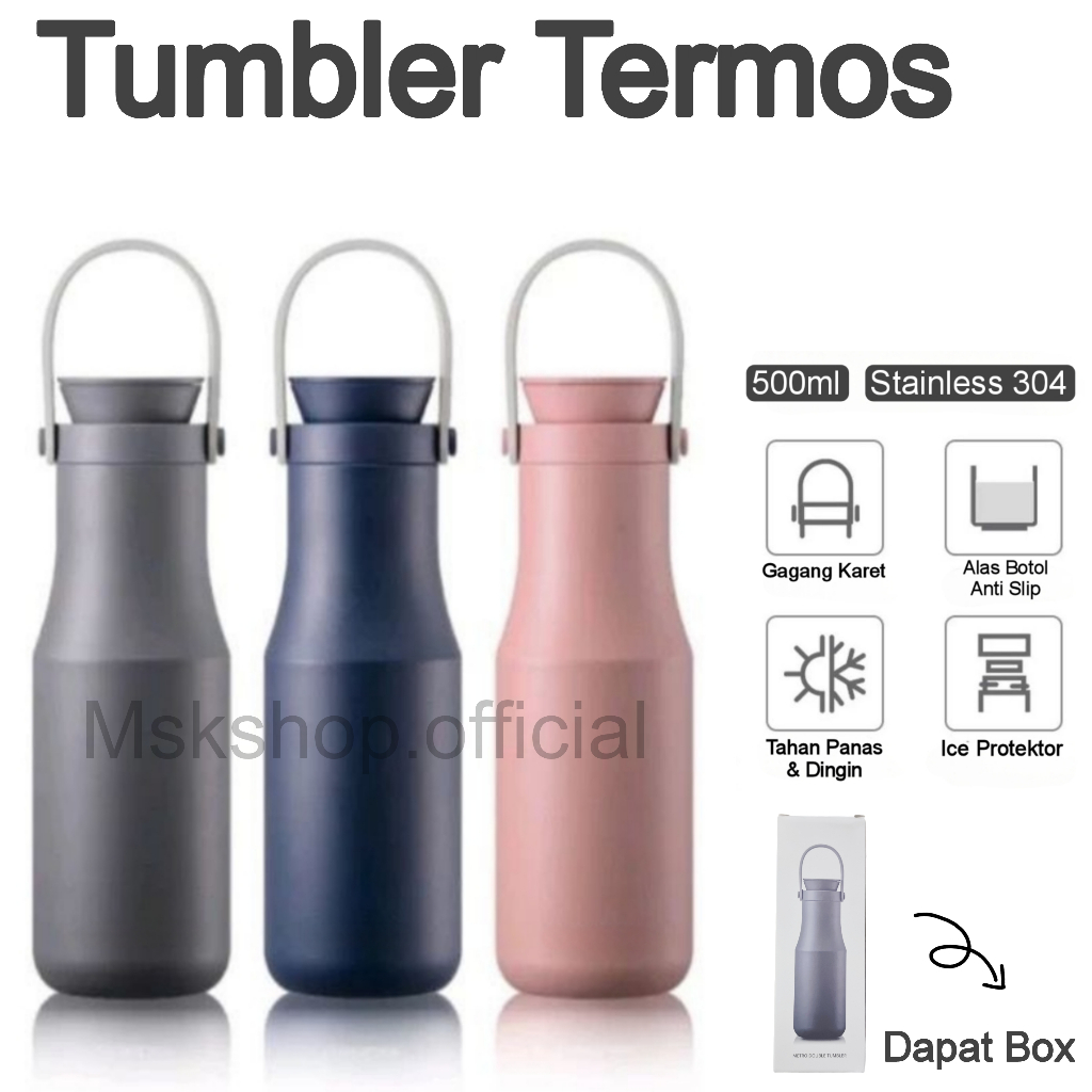 Jual TERMOS TUMBLER STAINLESS STEEL 304/ TUMBLER HANDLE METRO DOUBLE ...