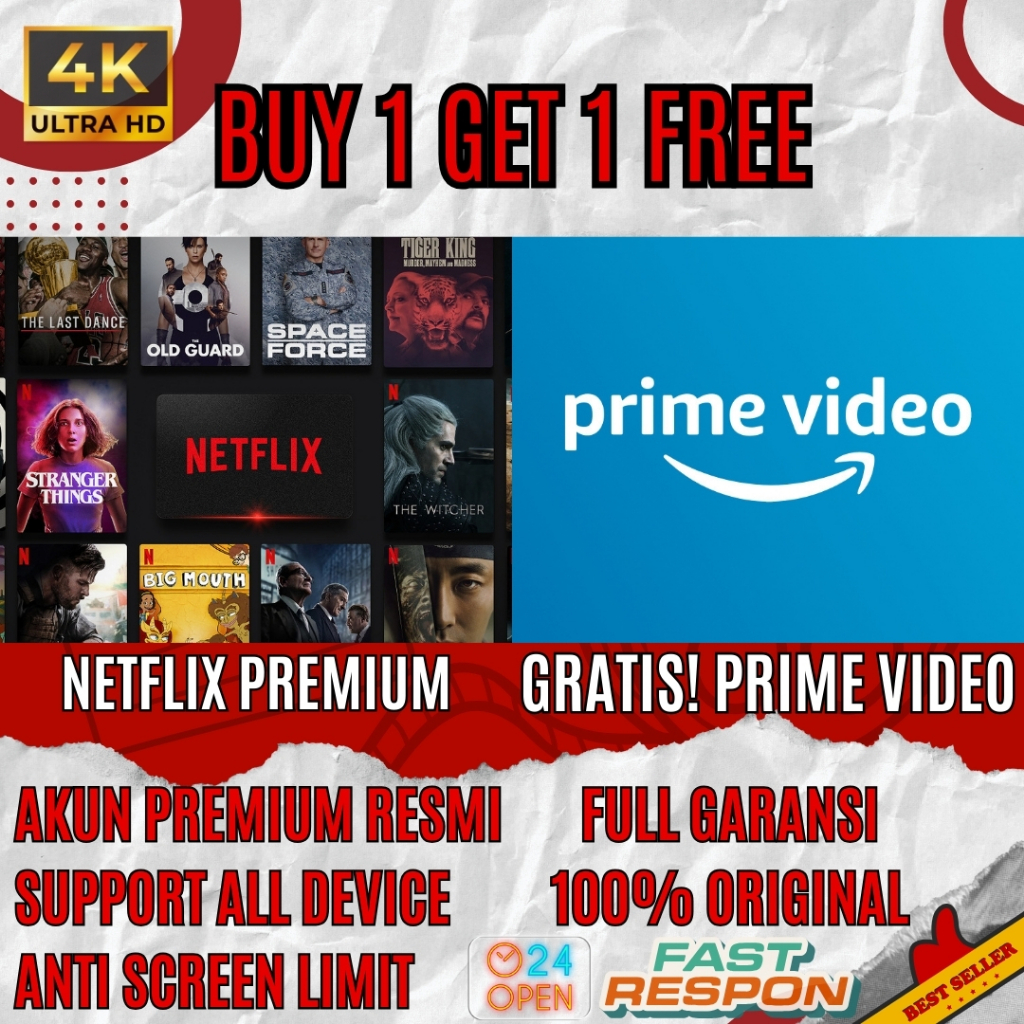 Jual NETFLIXXxx UHD 4K PREMIUM ANTI HOLD BULANAN FREE PRlME VIDEO | Shopee Indonesia