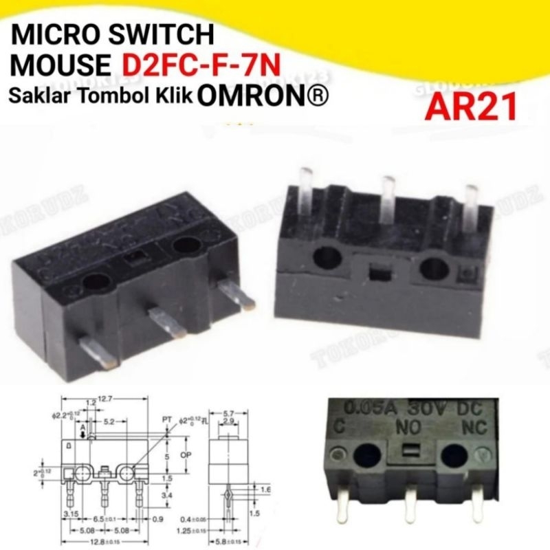 Jual Micro Switch Mouse Omron D2FC-F-7N Saklar Tombol Klik AR21 | Shopee Indonesia