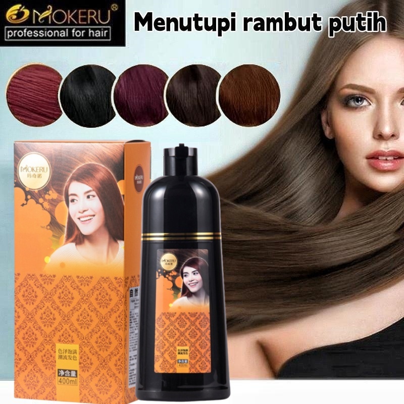 Jual 【COD ORI】MOKERU Shampoo Pewarna Rambut 400ML Sampo Penghitam ...