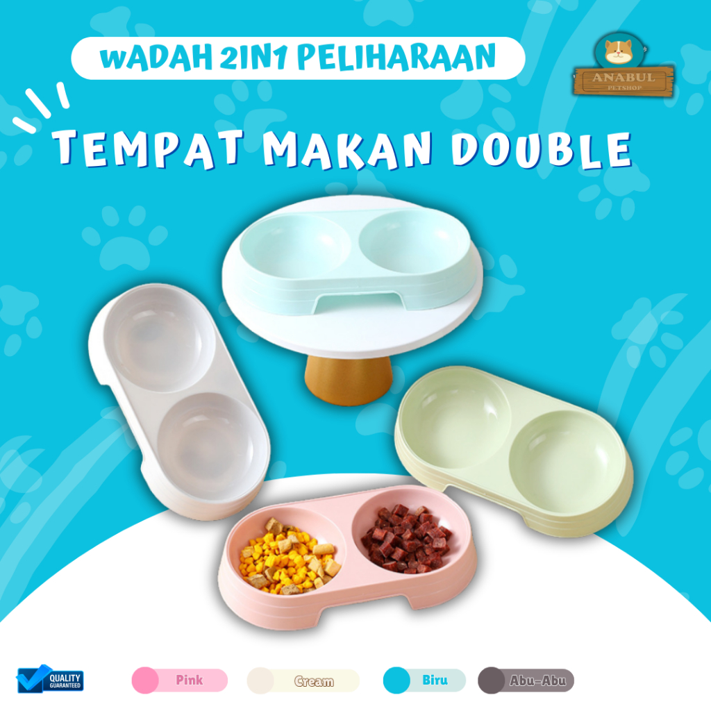Jual Mangkuk Double 2in1 Kucing Anjing tempat Makanminum Kucing licin ...
