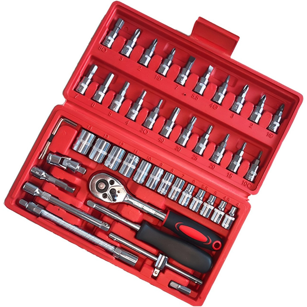 Jual Set Kunci Shock 1/4 Socket + Obeng Socket Set 46 Pcs Obeng Lengkap ...