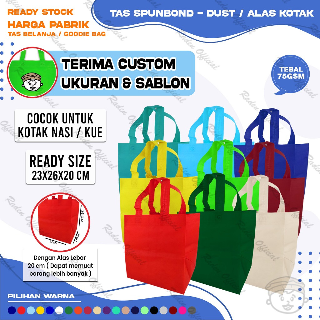 Jual Goodie Bag Tas Kotak Nasi Kotak Kue Spunbond HBPA Box Ukuran 23x26x20 Kantong Kain Souvenir ...