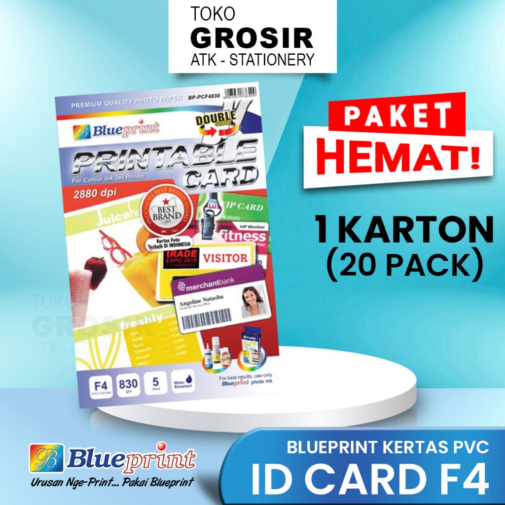 Jual PROMO HEMAT ID CARD F4 (1 KARTON 20 pack ) BLUEPRINT Printable ...