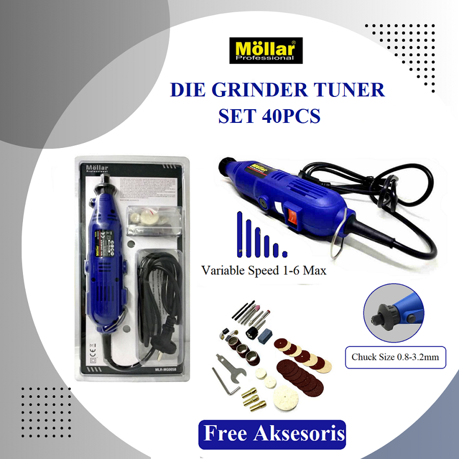 Jual MOLLAR Mini Die Grinder Blister 40 Pc Mini Grinder Set Bor Tuner ...