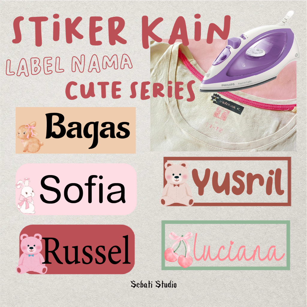 Jual Cute Series PART 1 Sablon Setrika Iron Stiker Label Nama DTF ...