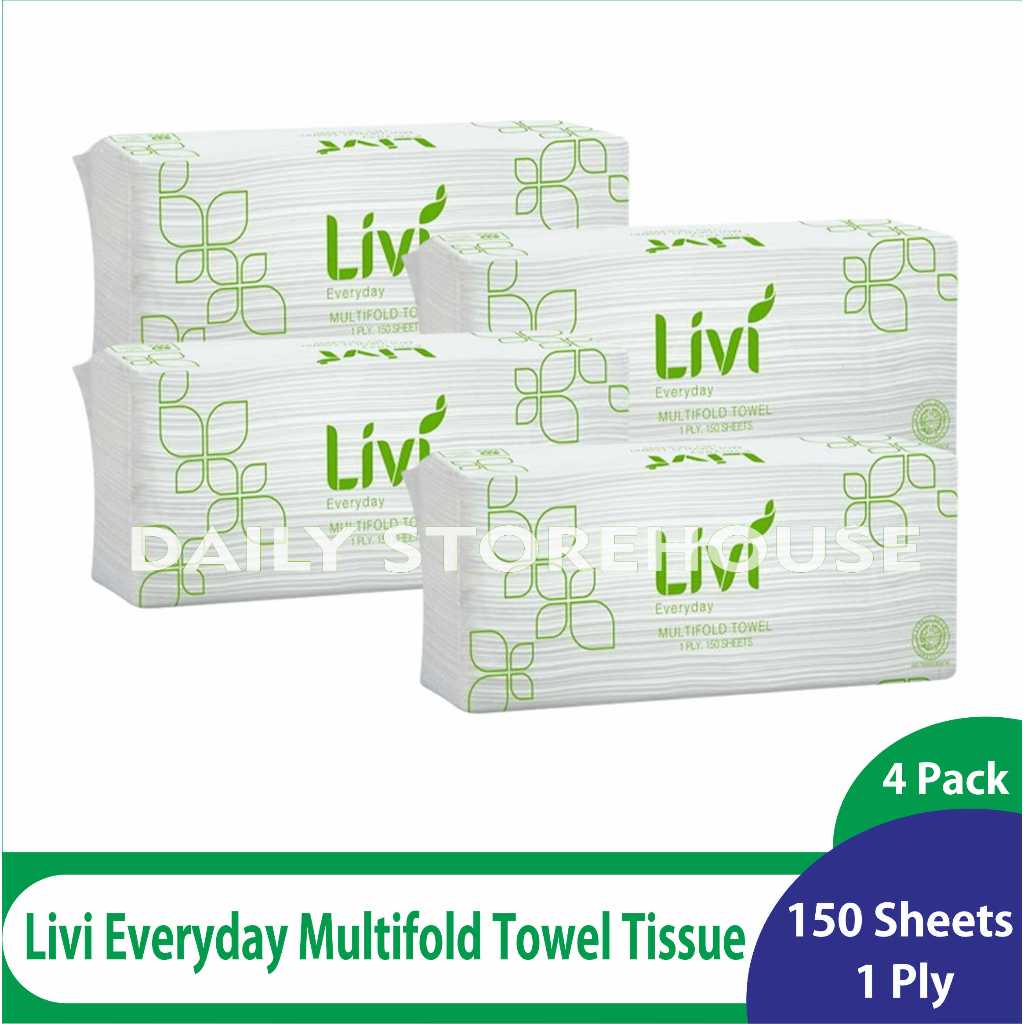 Jual Paket 4 Pack Tissue Livi Everyday Multifold Hand Towel 150 Sheets ...