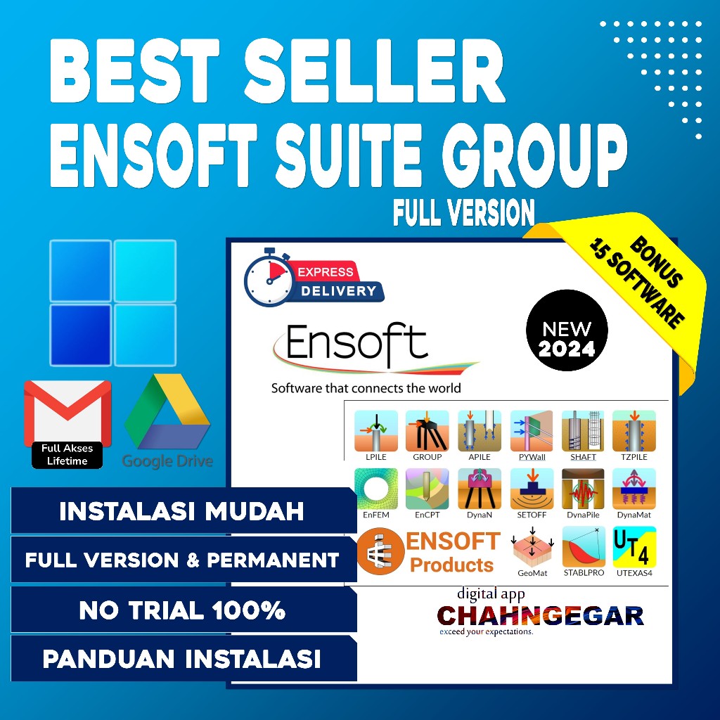 Jual Ensoft Suite 2024.03 Ensoft Group Full Software LPILE APILE PYWall SHAFT TZPILE DynaPile ...