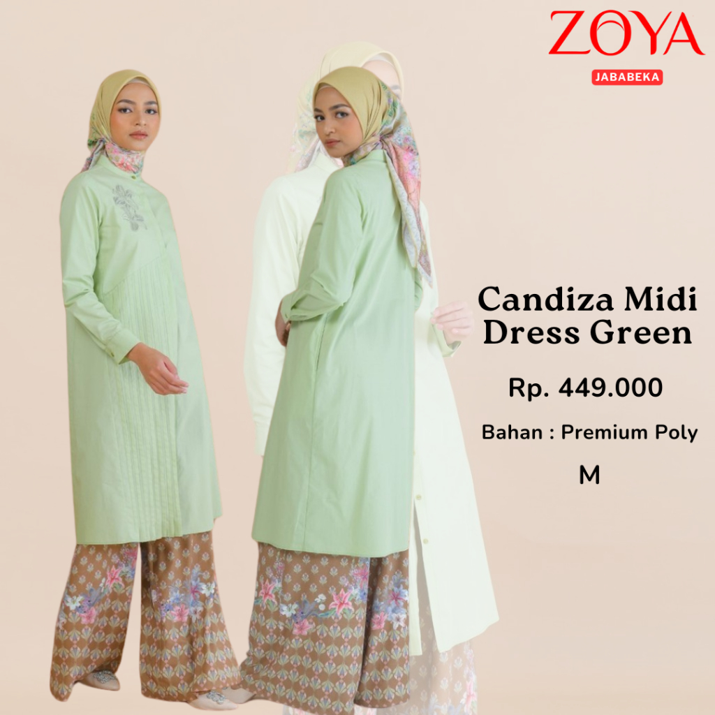 Jual ZOYA Candiza Midi Dress Green Size M - Baju Gamis Dress Muslim ...