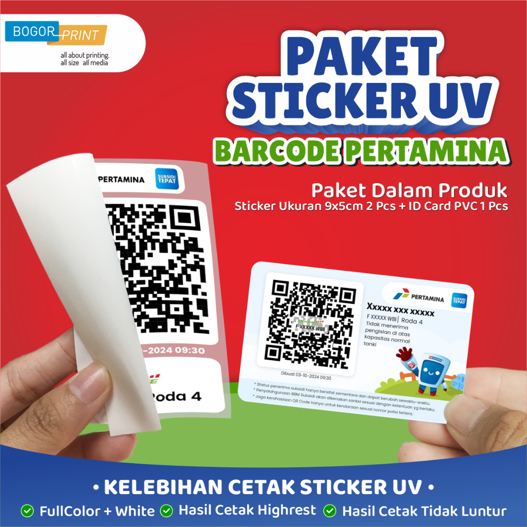Jual Paket Sticker Tinta UV Barcode Pertamina + Id Card | Shopee Indonesia