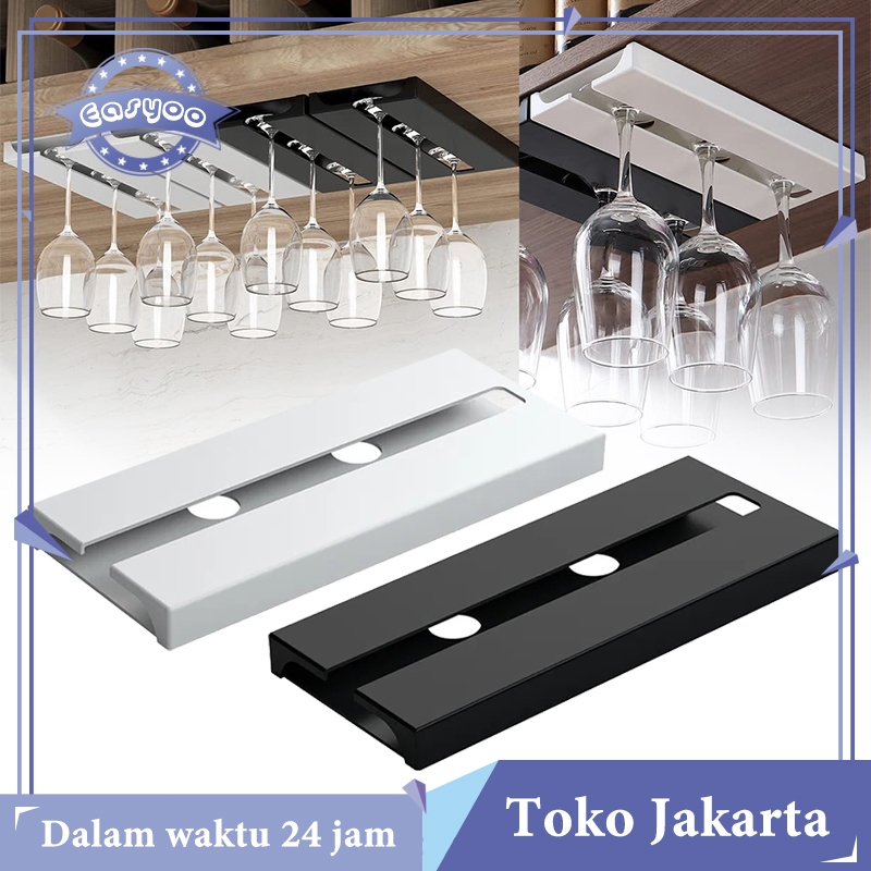 Jual Rak Gelas Wine Gantung 1baris Wine Glass Holder Wine Glass Holder Under Cabinet | Shopee ...