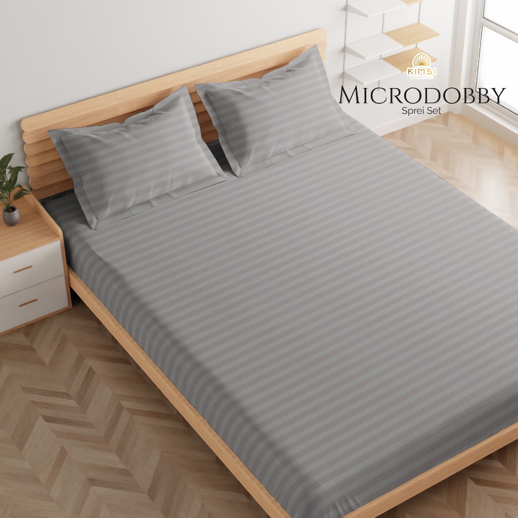 Jual Sprei Set Micro Dobby Premium Tebal / Sprei Salur Putih / Sprei ...